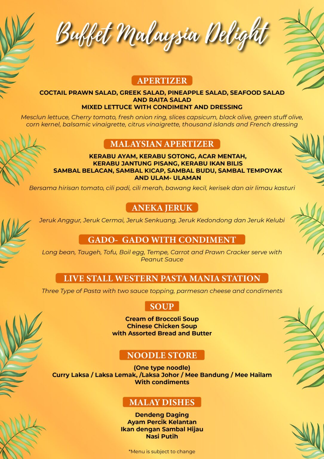 Menu - Kampung Kitchen - Kampung Kitchen